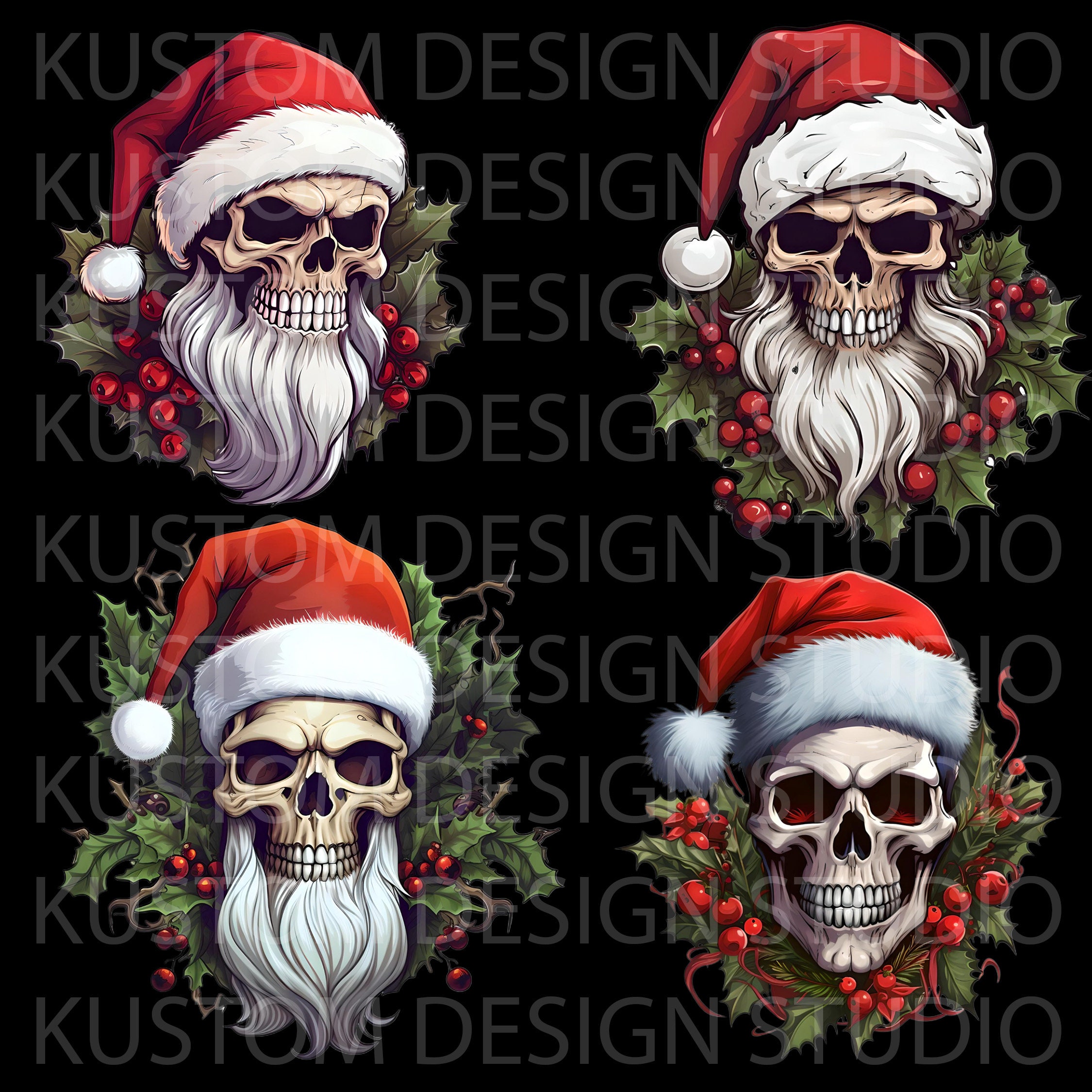 Festive Macabre: Skulls in Santa Hats and Mistletoe Vines - Etsy
