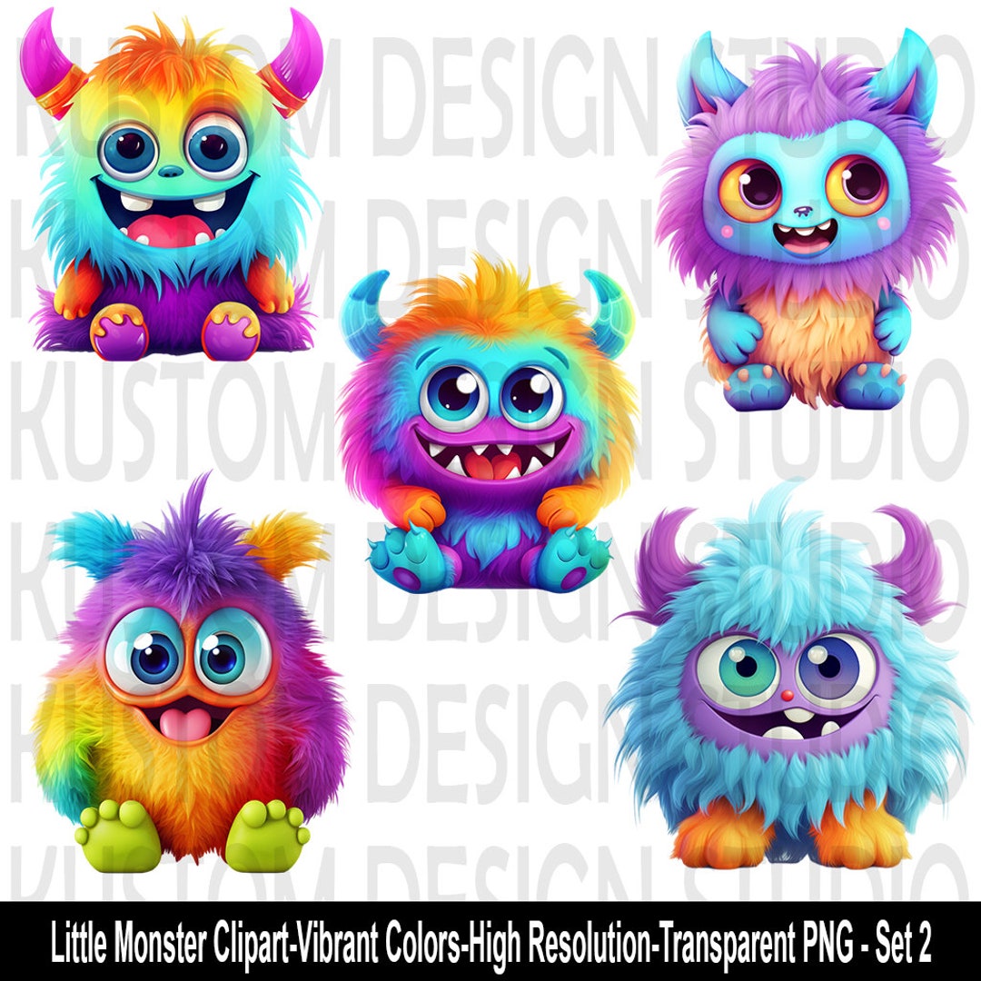 Little Monsters Clipart - High Resolution PNG Files - Vibrant Colors (5 ...