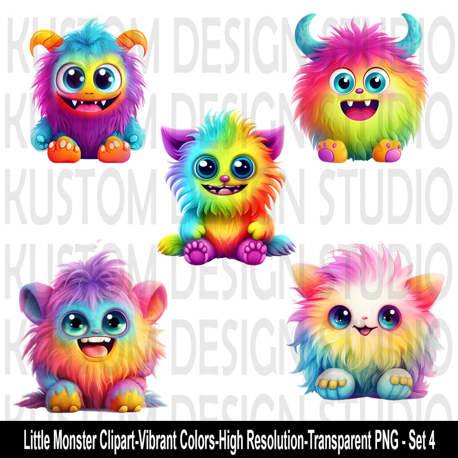 Little Monsters Clipart - High Resolution PNG Files - Vibrant Colors (5 ...