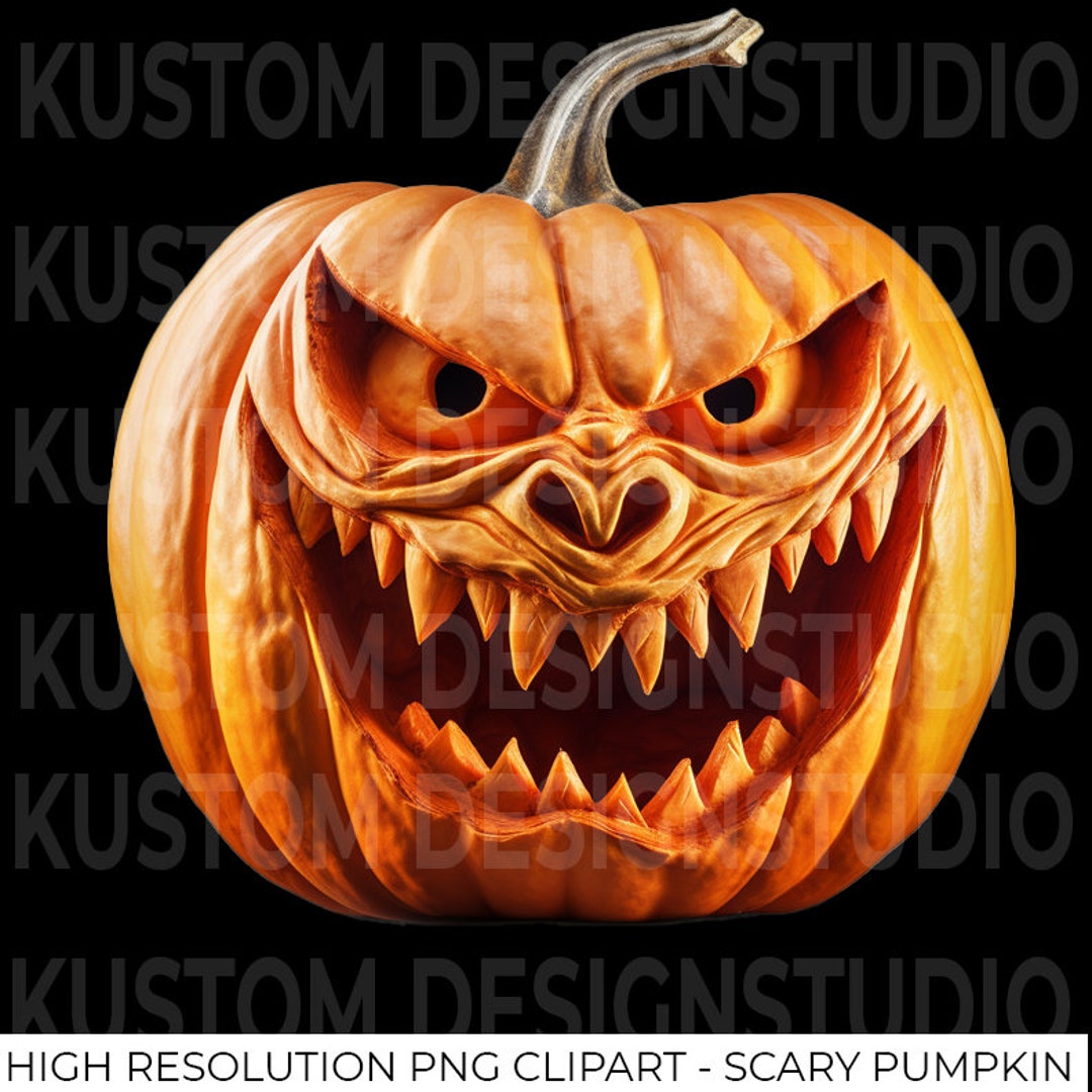 Halloween Scary Pumpkin Transparent PNG, High Resolution - Etsy