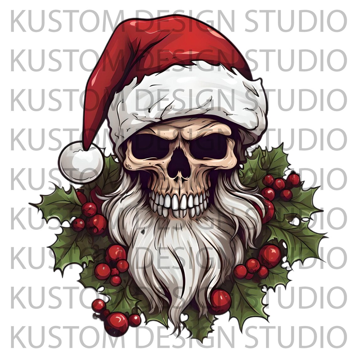 Festive Macabre: Skulls in Santa Hats and Mistletoe Vines - Etsy