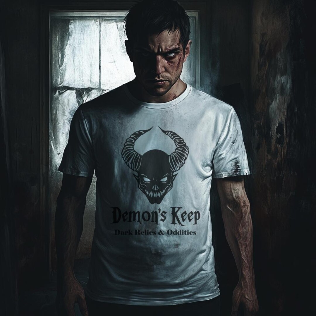 Demon's Keep Dark Relics & Oddities Logo - Gothic Demon Skull Design ...