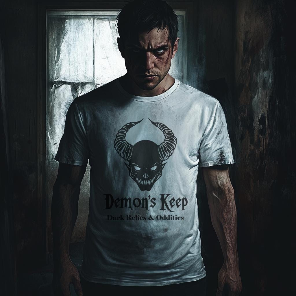 Demon's Keep Dark Relics & Oddities Logo - Gothic Demon Skull Design ...