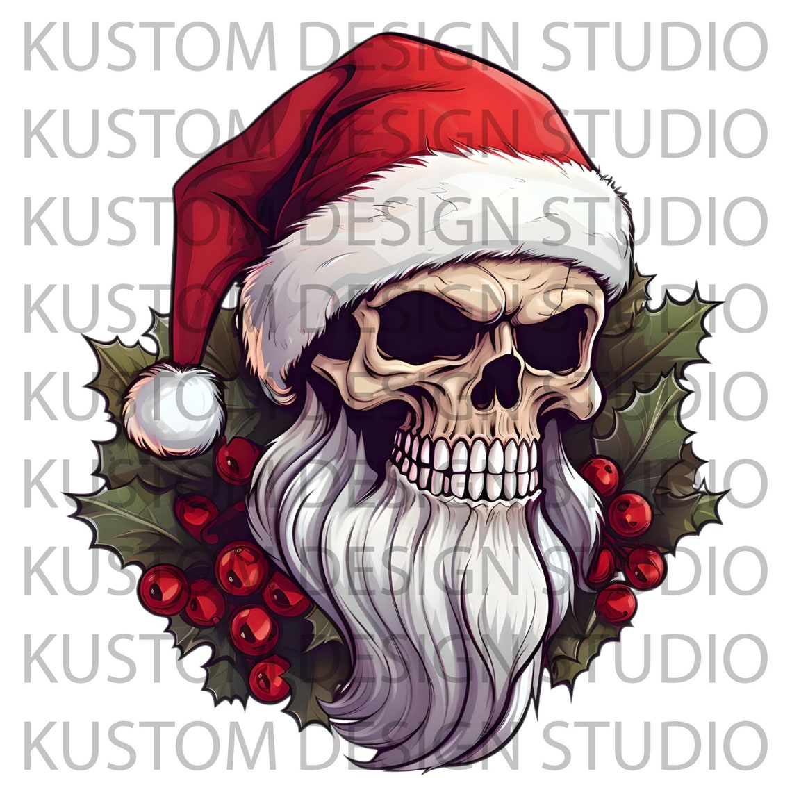 Festive Macabre: Skulls in Santa Hats and Mistletoe Vines - Etsy