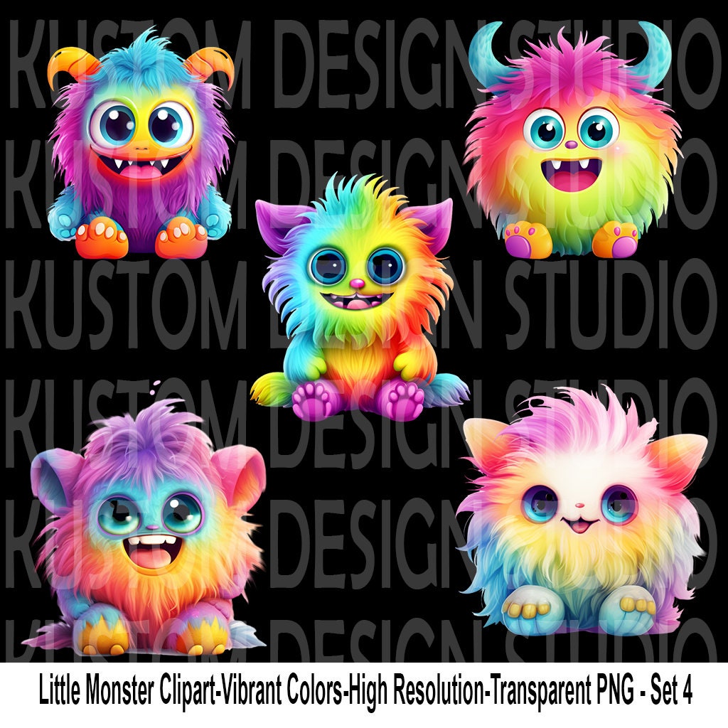 Little Monsters Clipart - High Resolution PNG Files - Vibrant Colors (5 ...