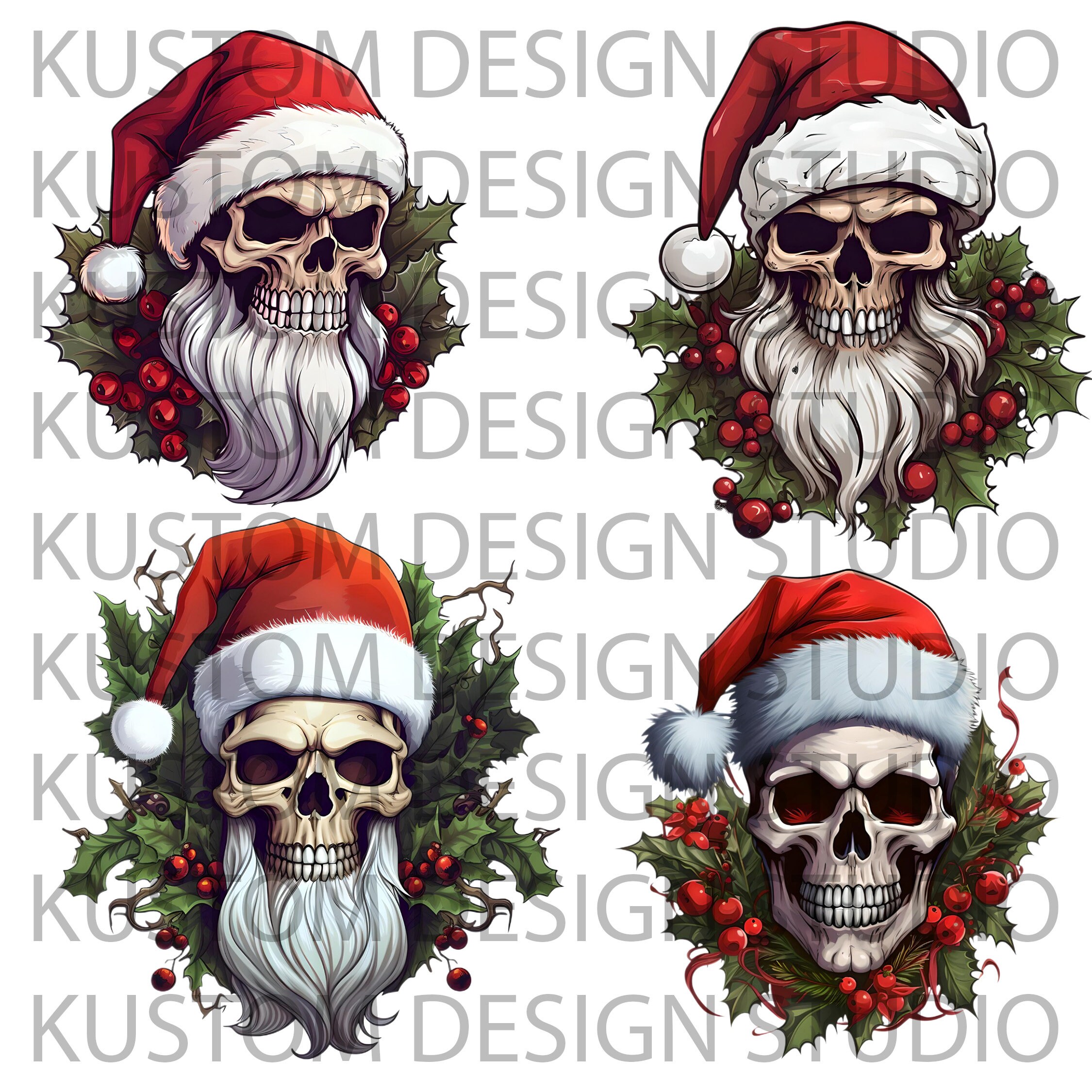 Festive Macabre: Skulls in Santa Hats and Mistletoe Vines - Etsy