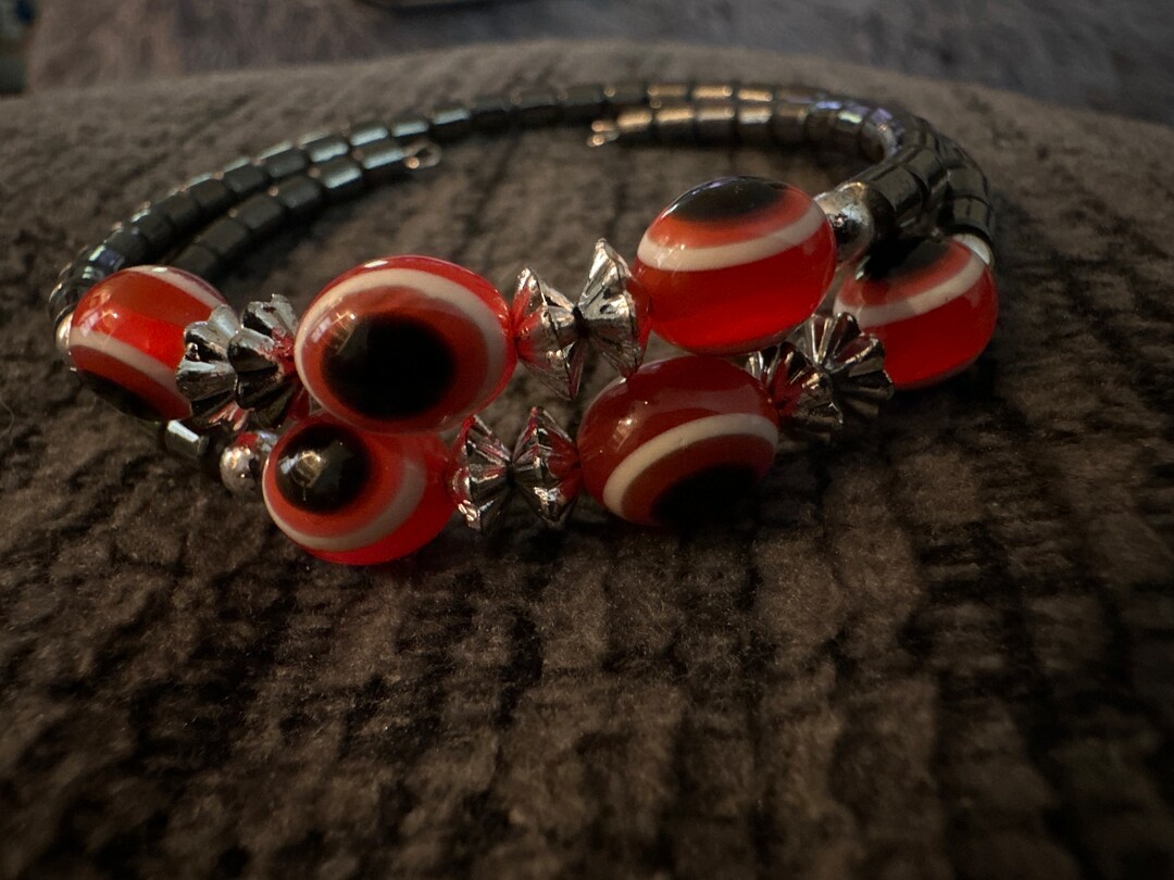 Red Evil Eye Coil Wrap Bracelet - Etsy