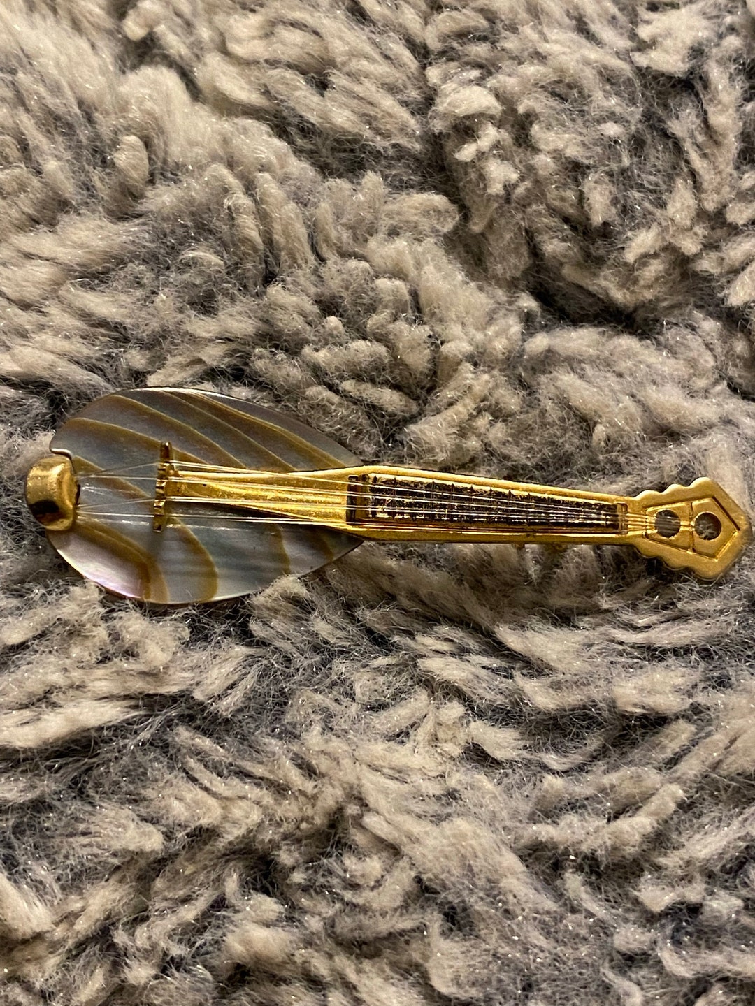 Vintage Mother of Pearl Violin Banjo Pin Brooch - Etsy