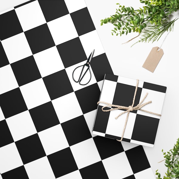 Black and White Checkered Wrapping Paper - Etsy