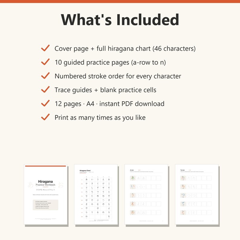 Hiragana Practice Workbook Printable PDF, Learn Japanese Alphabet ...