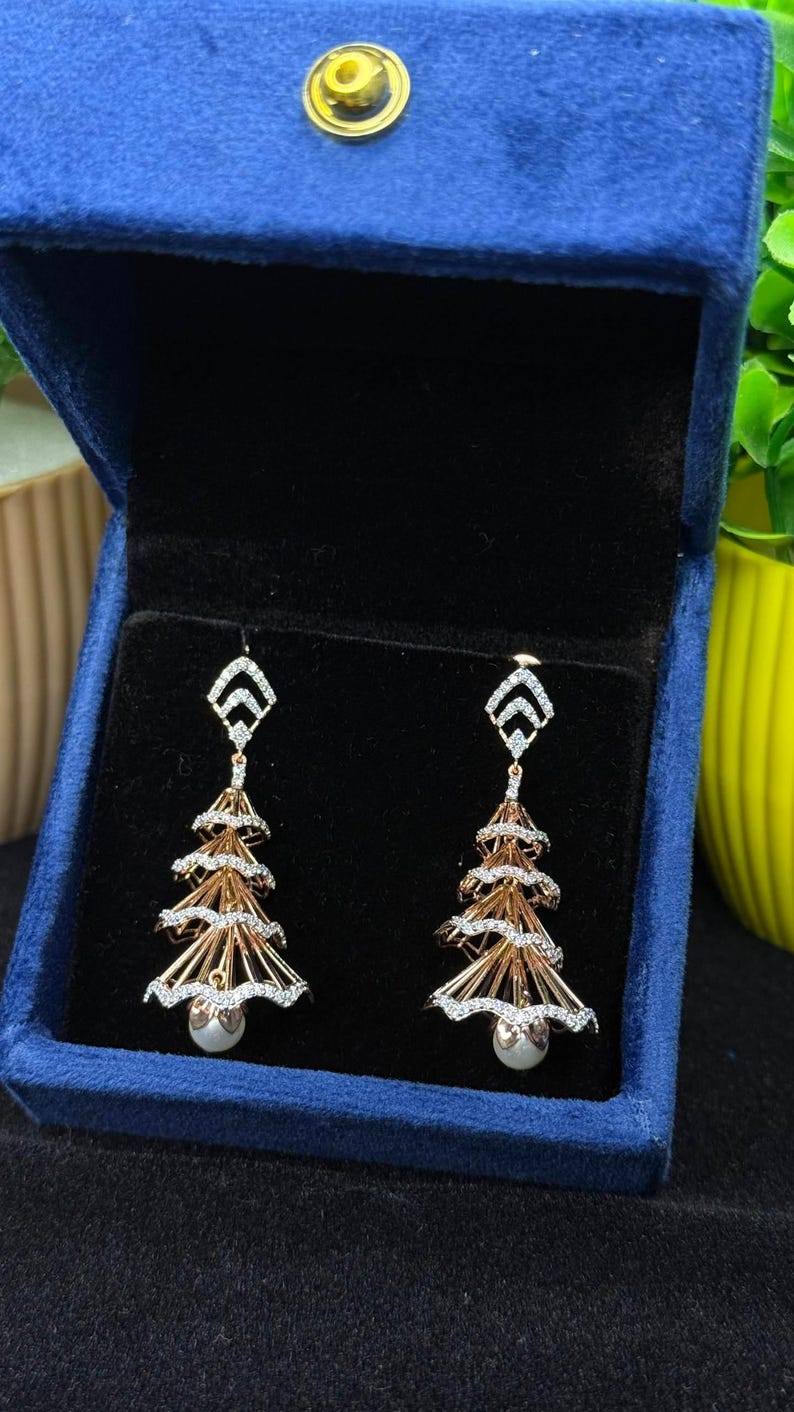 Buy Lab Grown Diamond Jhumka Earrings, 4.45 TCW Round Cut Dangle ...