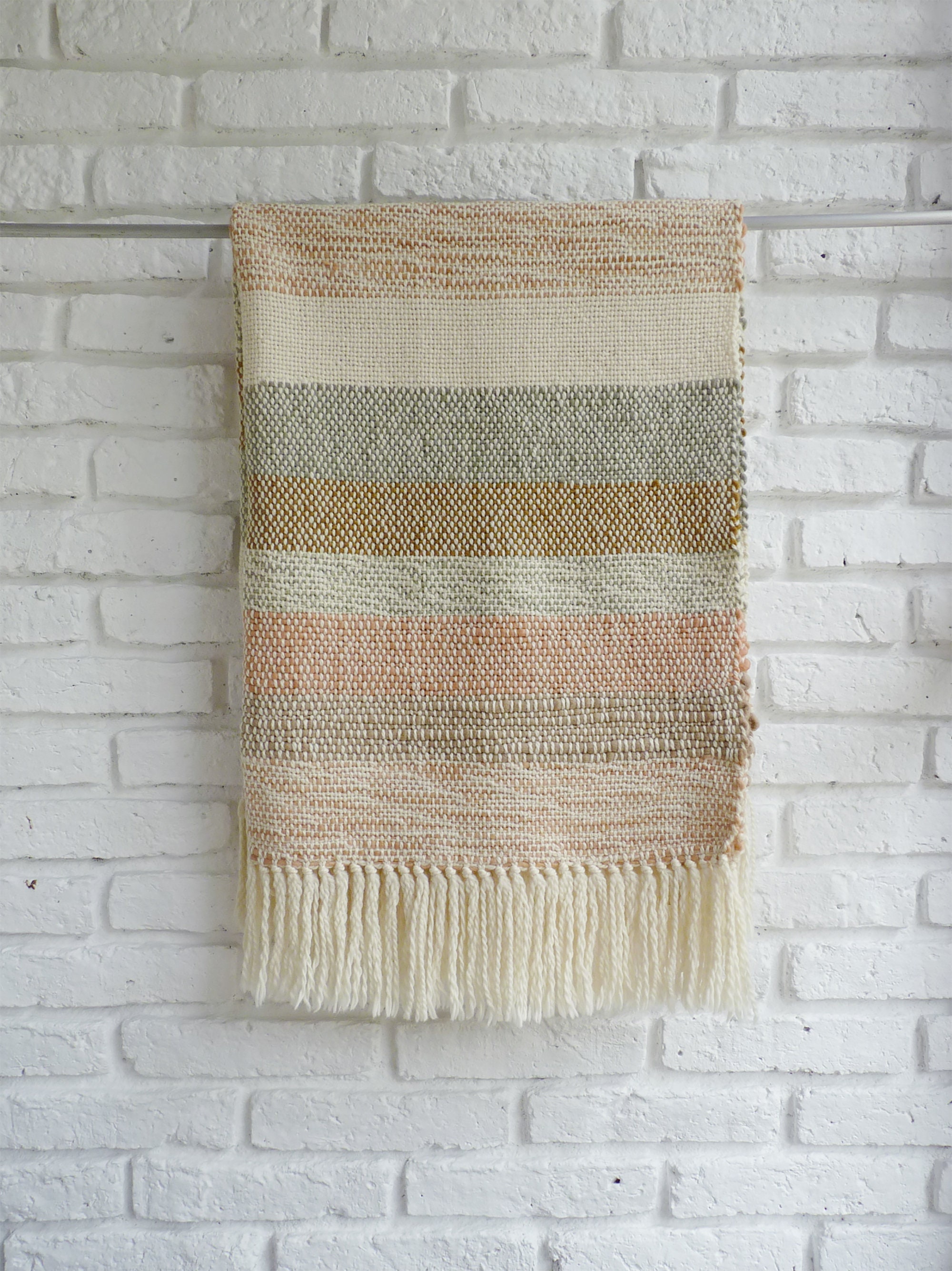 Soft Colors Stripes Throw, Unique Warm and Cozy Wool Bedspread ...