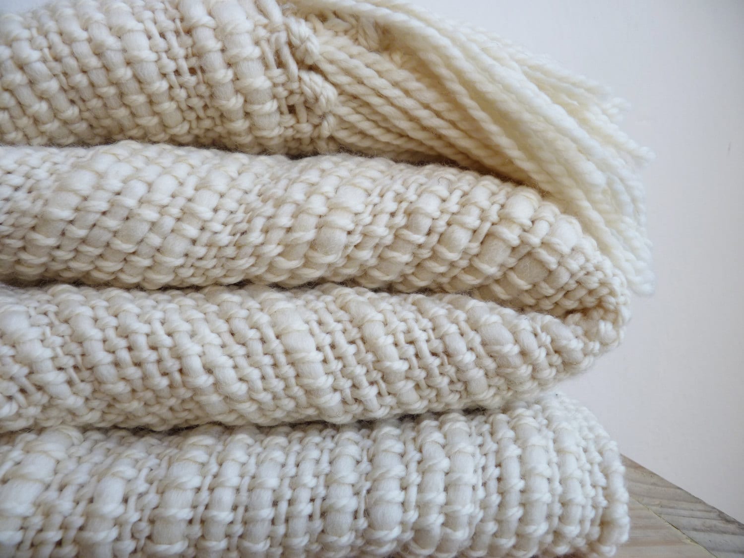 Merino Wool Chunky Throw Natural Organic Textured off White - Etsy UK