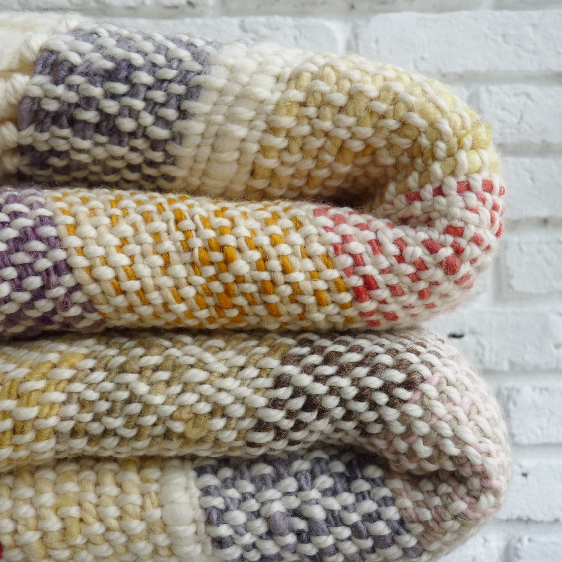 Colorful Striped Throw Handmade Knit Blanket Chunky Merino - Etsy UK