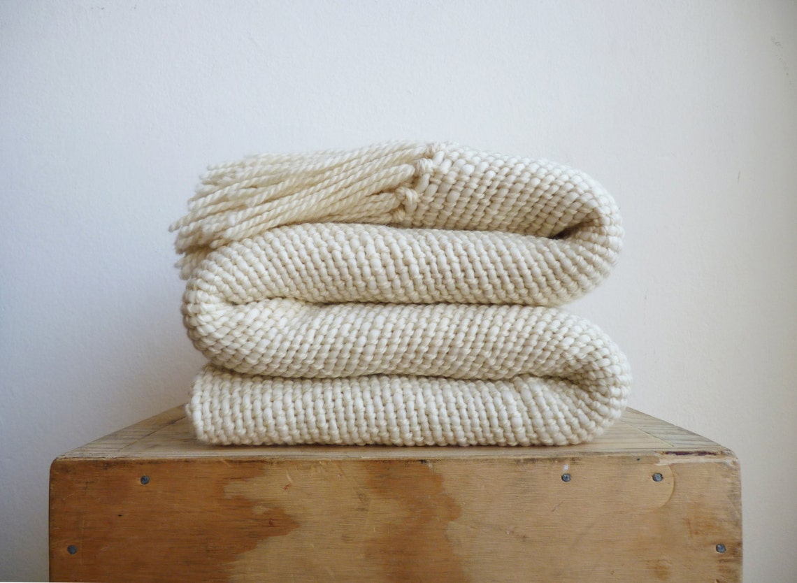 Chunky Woven Blanket Autumn Warm Best Seller Natural Organic - Etsy
