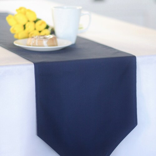 Short Solid Navy Table Runner Dark Blue Bureau Scarf - Etsy