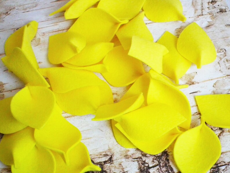 Bright Yellow Felt Leaves for Petal Toss 100% Merino Wool | Etsy