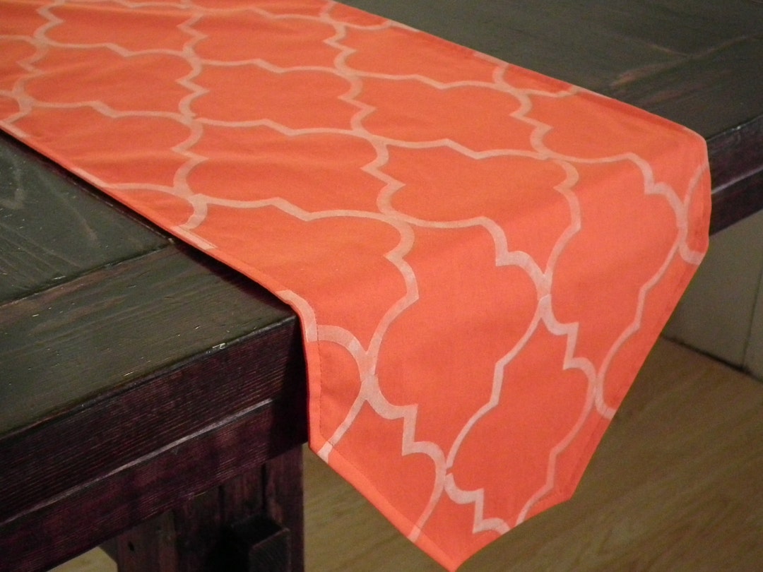 Orange Table Runner, for End Tables or Wedding Altar, Stenciled ...