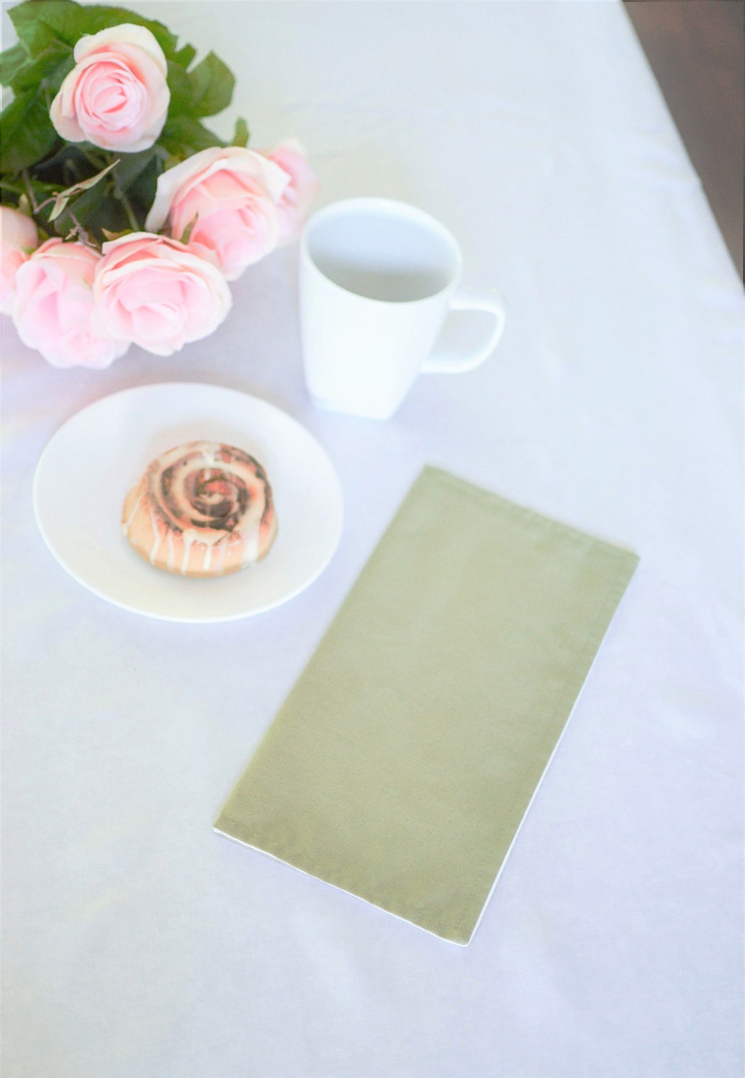 Sage Cloth Napkin, Green Reusable Fabric Dinner Serviette, Wedding ...