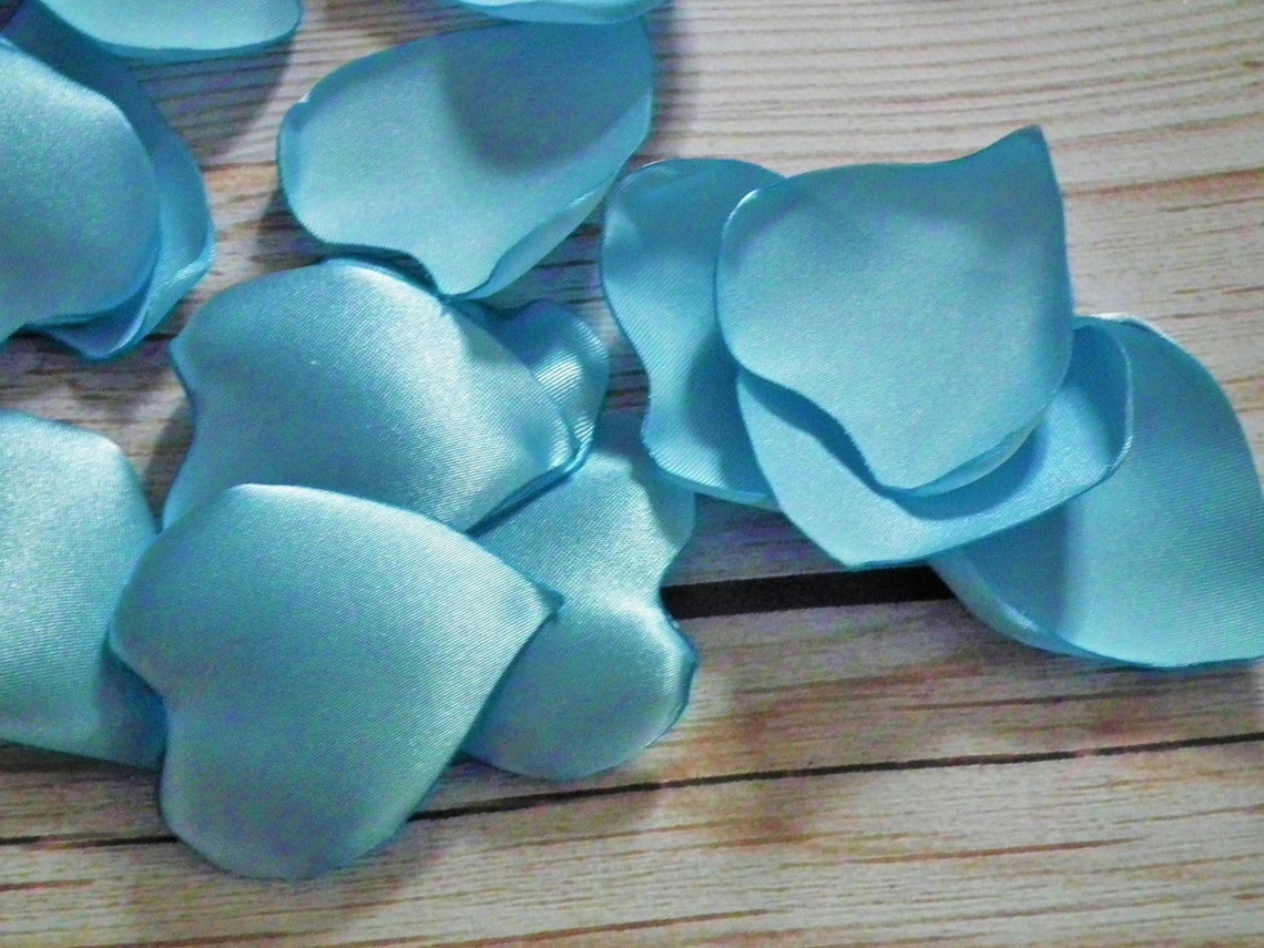 Heart Shaped Turquoise Satin Rose Petals Artificial Aqua Blue - Etsy