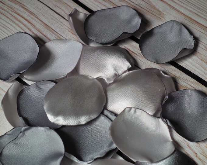 Navy and Silver Satin Rose Petals Blend Artificial Blue and - Etsy