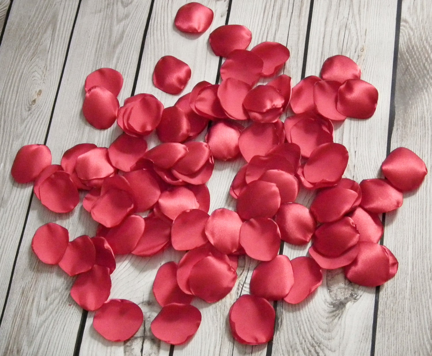 Red Satin Rose Petals Artificial Wedding Flower Petals | Etsy