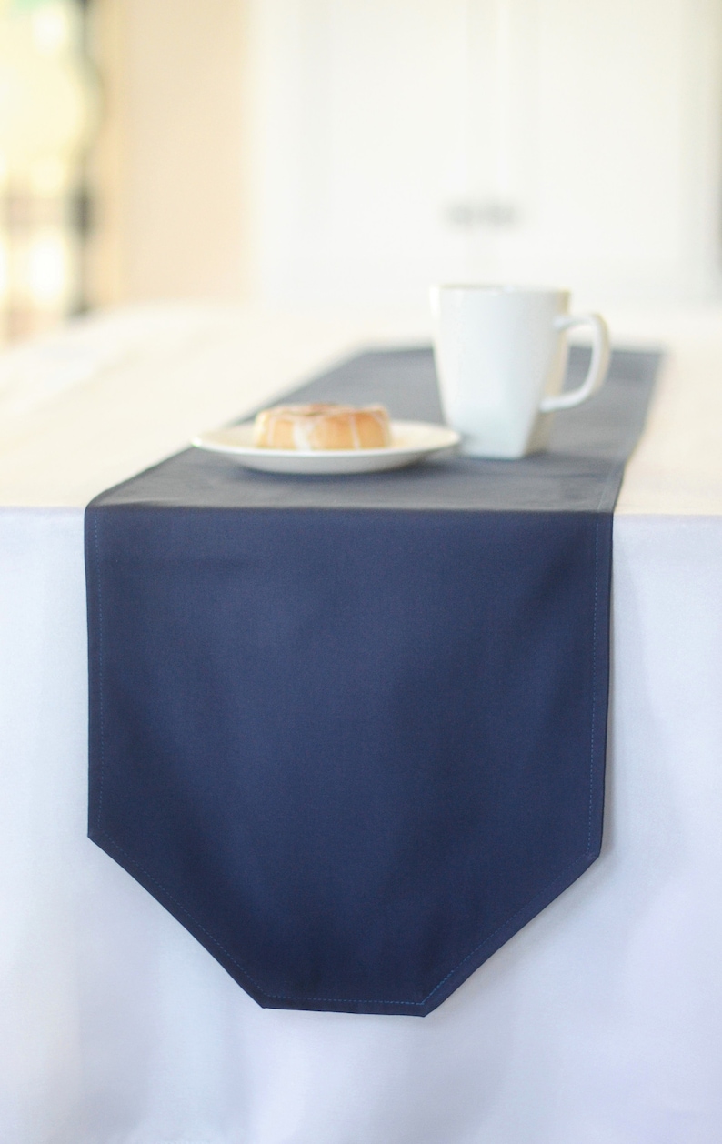 Short Solid Navy Table Runner Dark Blue Bureau Scarf | Etsy