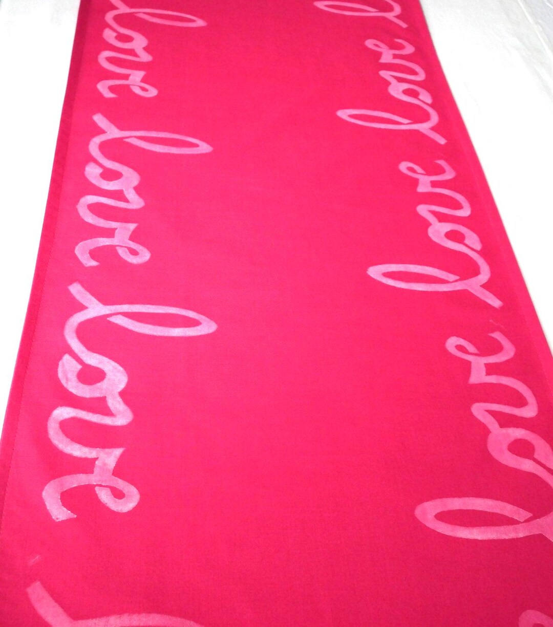 Hot Pink 'love' Table Runner: Hand Stenciled Altar Decor - Etsy