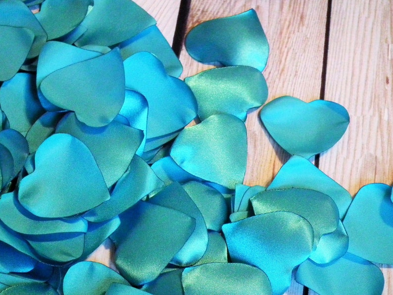 Heart Shaped Turquoise Satin Rose Petals Artificial Aqua Blue - Etsy