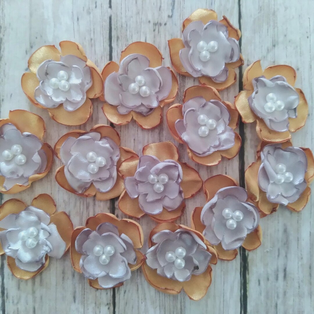 1 Inch Antique Gold and Silver Colored Satin Flower Embellishments - Etsy