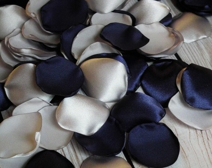 Navy and Silver Satin Rose Petals Blend, Artificial Blue and Gray ...