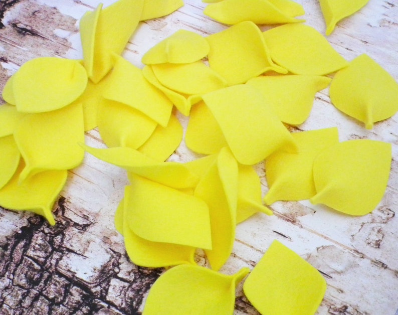 Bright Yellow Felt Leaves for Petal Toss 100% Merino Wool | Etsy