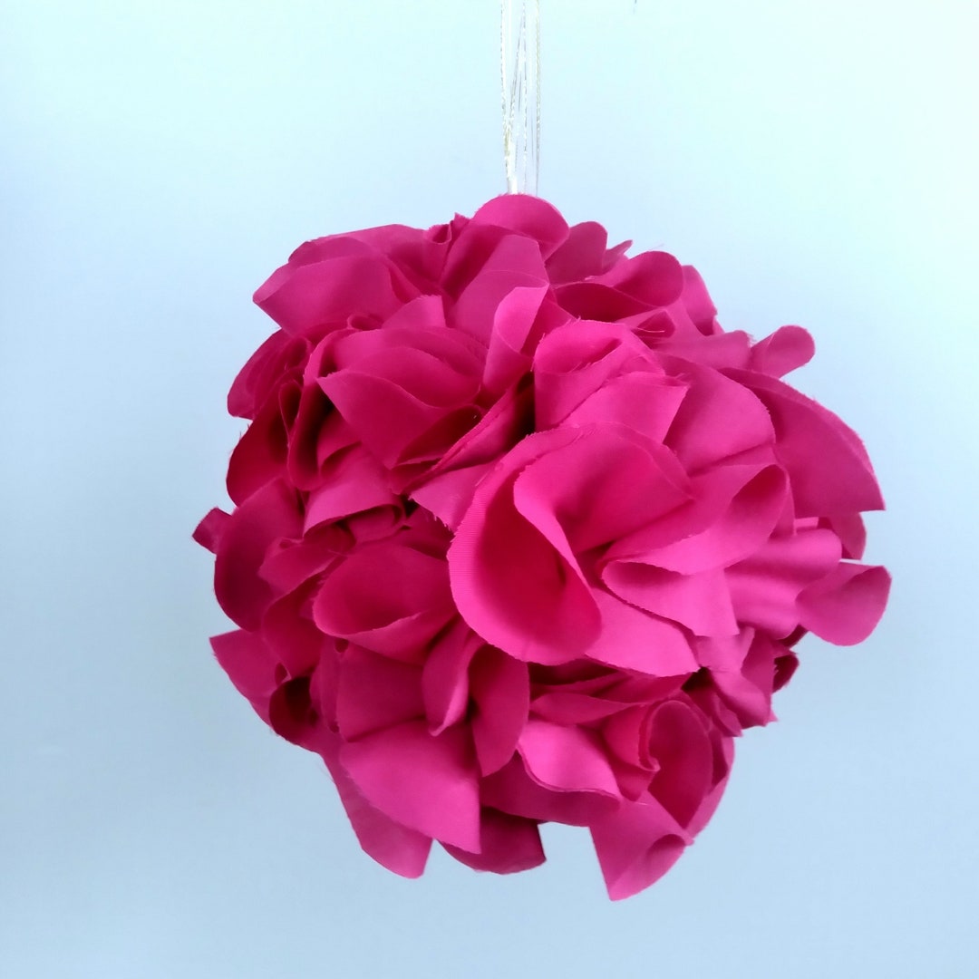 Hot Pink Fabric Kissing Ball: 6" Ruffled Pomander Decoration - Etsy
