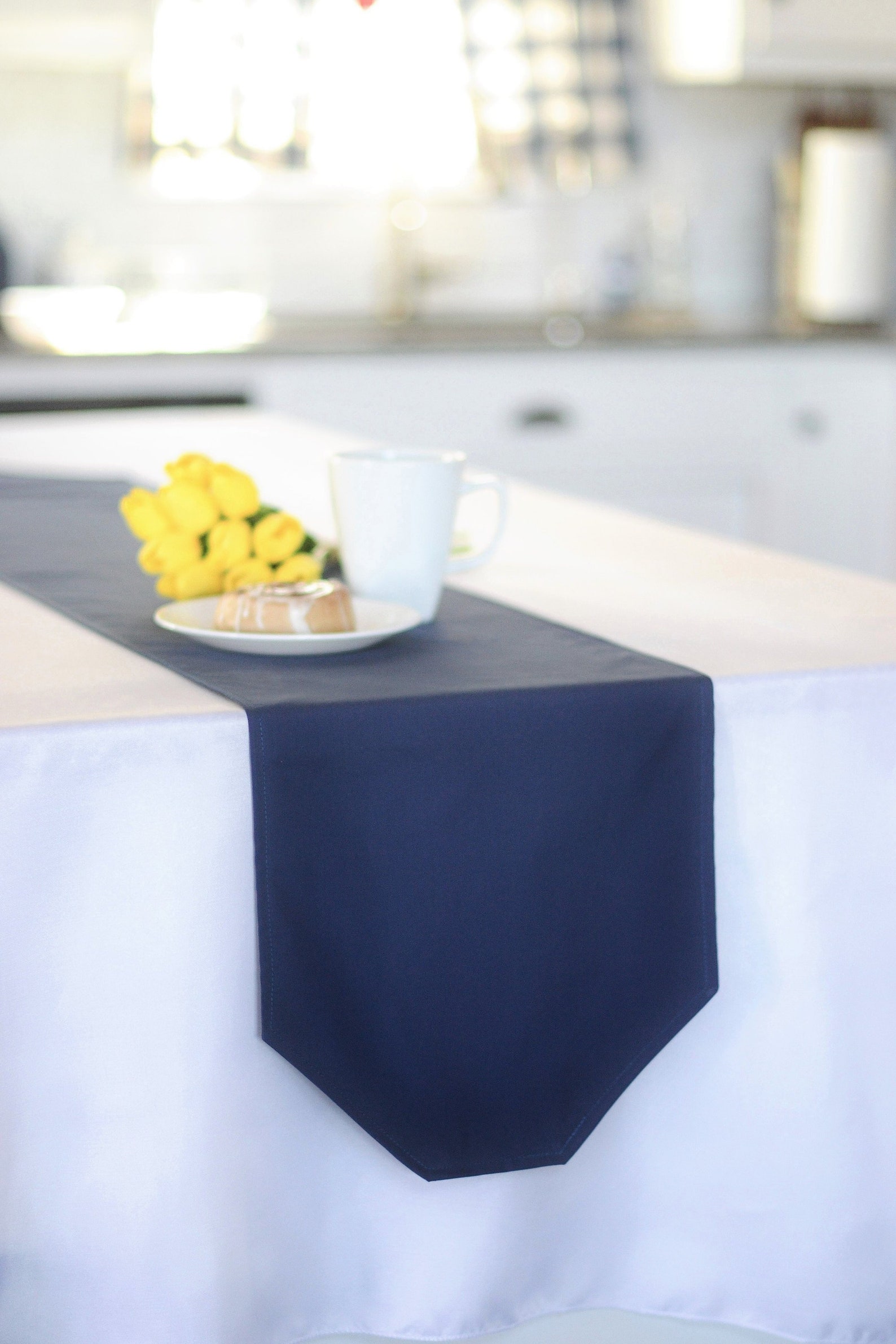 Short Solid Navy Table Runner Dark Blue Bureau Scarf - Etsy