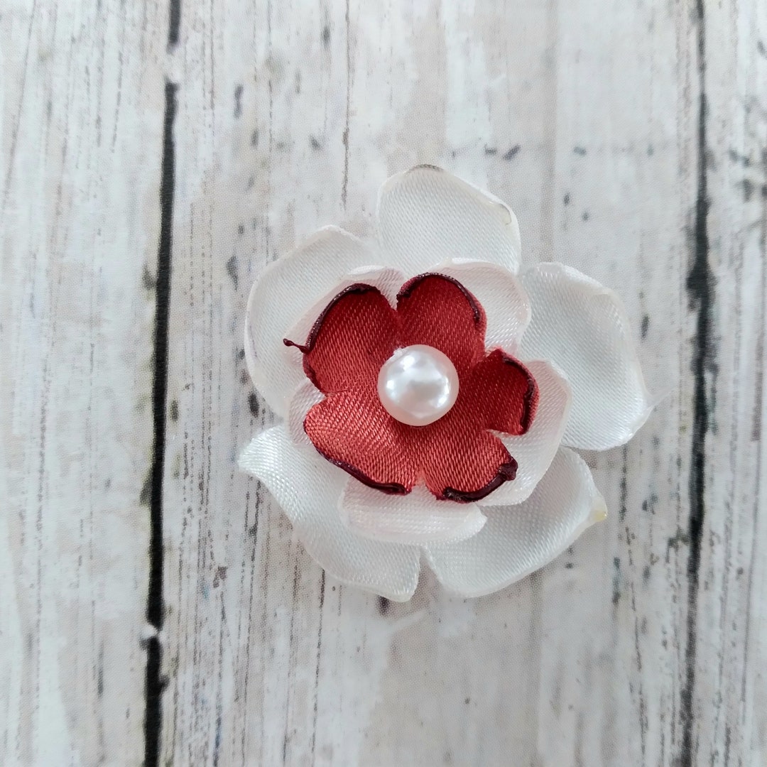 1 Inch Ivory and Terracotta Satin Flower Embellishments - Etsy