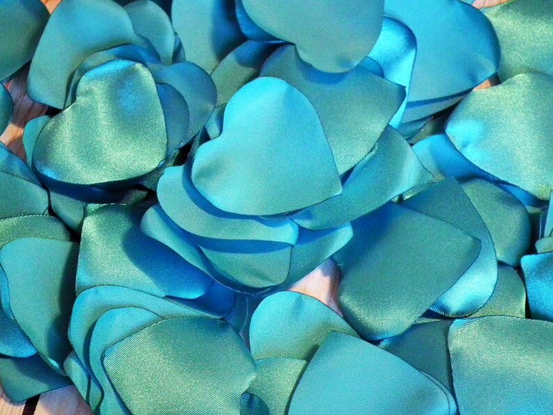Heart Shaped Turquoise Satin Rose Petals Artificial Aqua Blue - Etsy