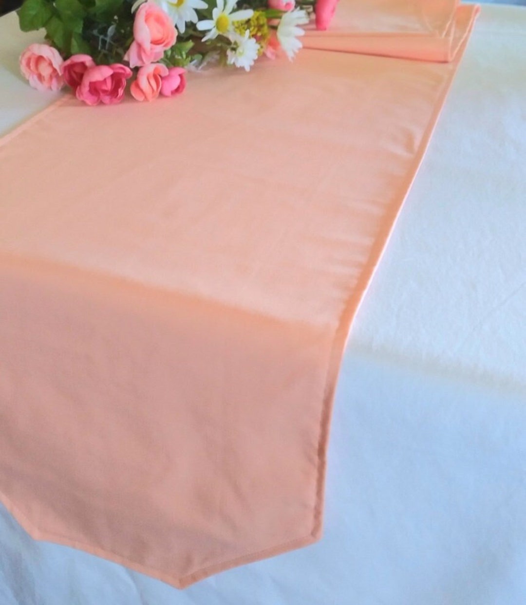 Solid Peach Table Runner, Pastel Dining Room Decor - Etsy