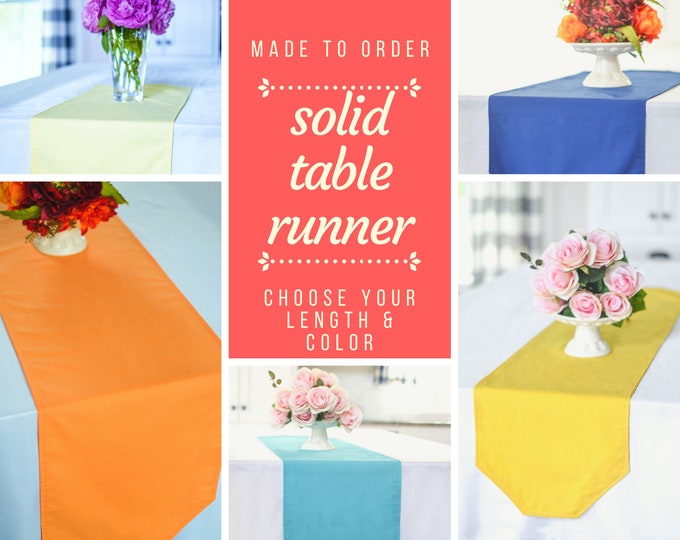 Solid Table Runner, Choose Your Color and Size, Wedding Table Linens ...