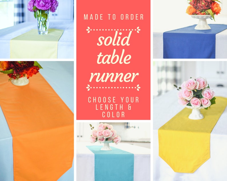 Solid Table Runner Choose Your Color and Size Wedding Table - Etsy