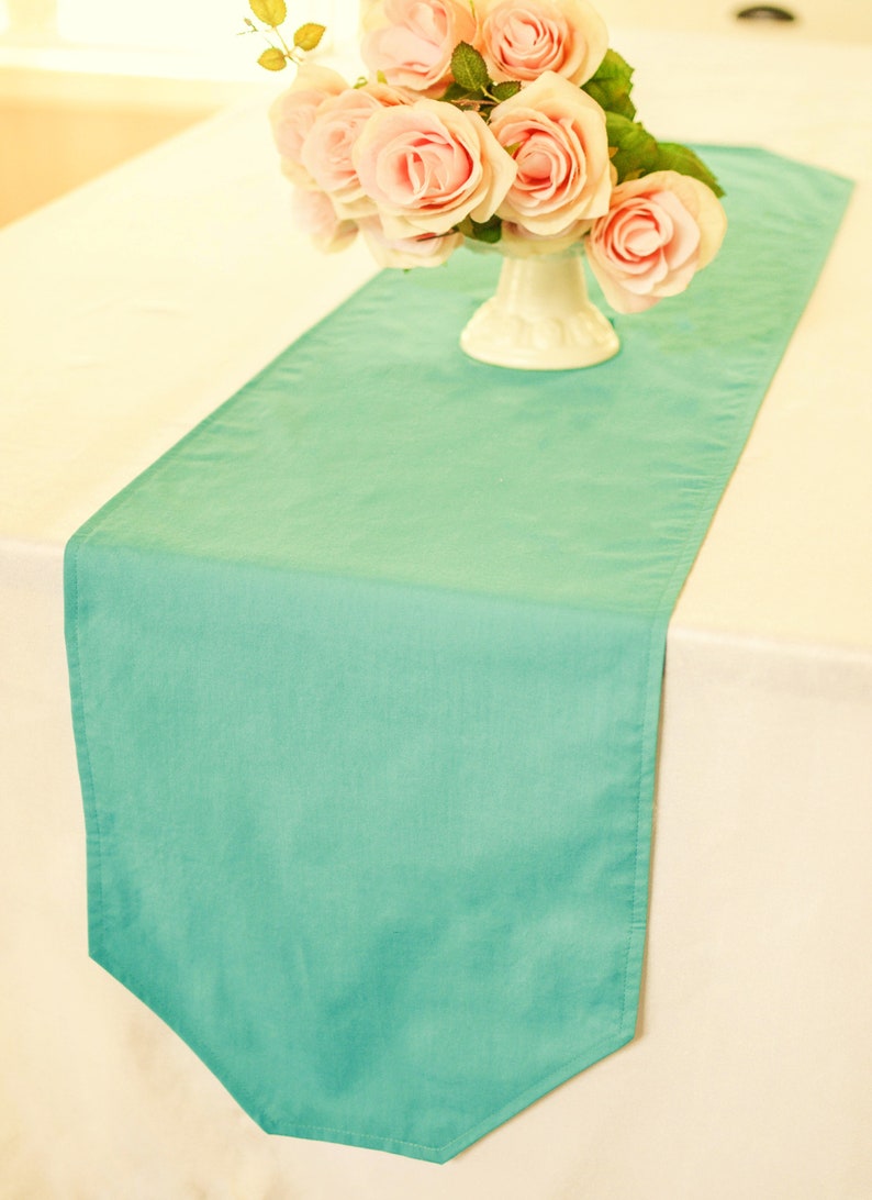 Solid Turquoise Table Runner Blue Green Banquet Table Decor - Etsy