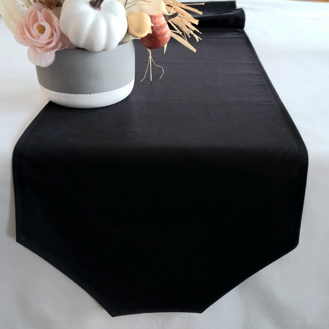 Solid Black Table Runner, Neutral Banquet Table Runner, Wedding Table ...