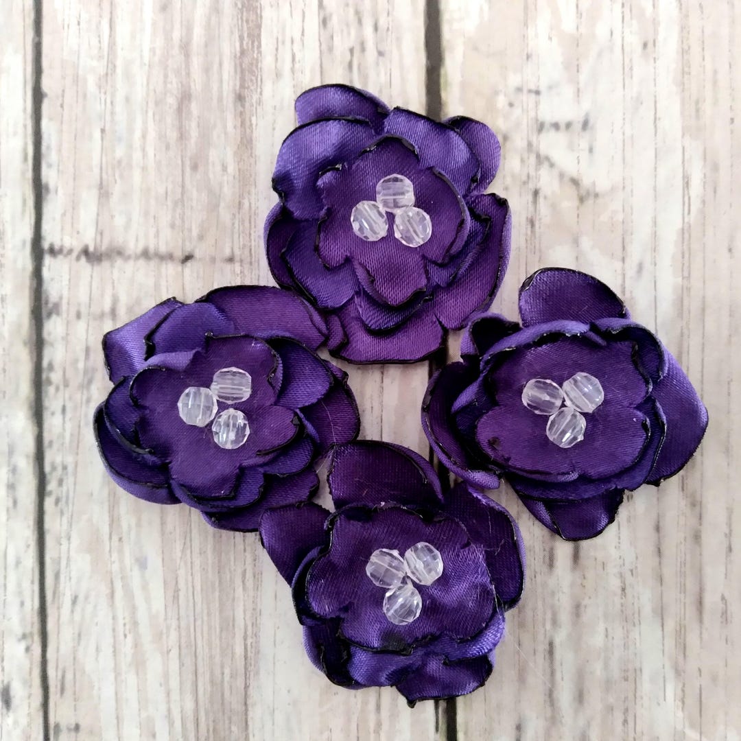 1 Inch Purple Satin Flower Embellishments - Etsy