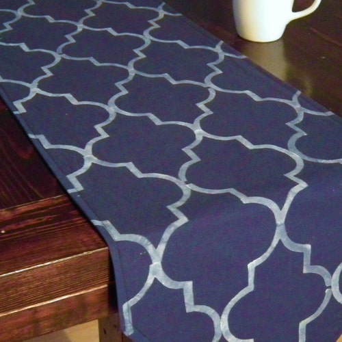 Short Solid Navy Table Runner Dark Blue Bureau Scarf | Etsy