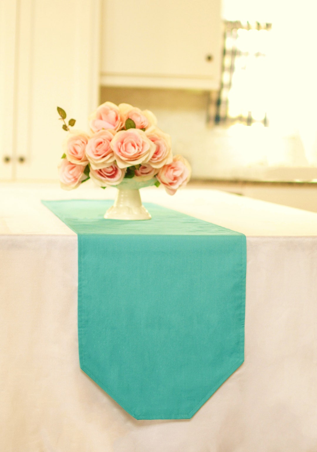 Solid Turquoise Table Runner, Blue Green Banquet Table Decor, Wedding ...