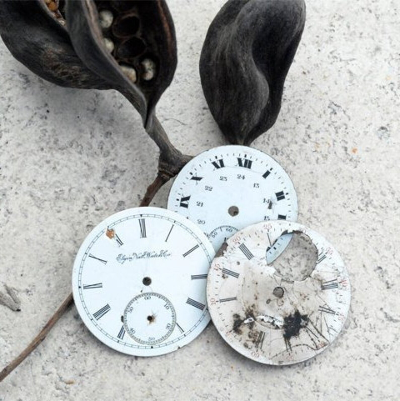 Antique Enamel Watch Faces, Set of Three Watch Pocket Watch Faces ...