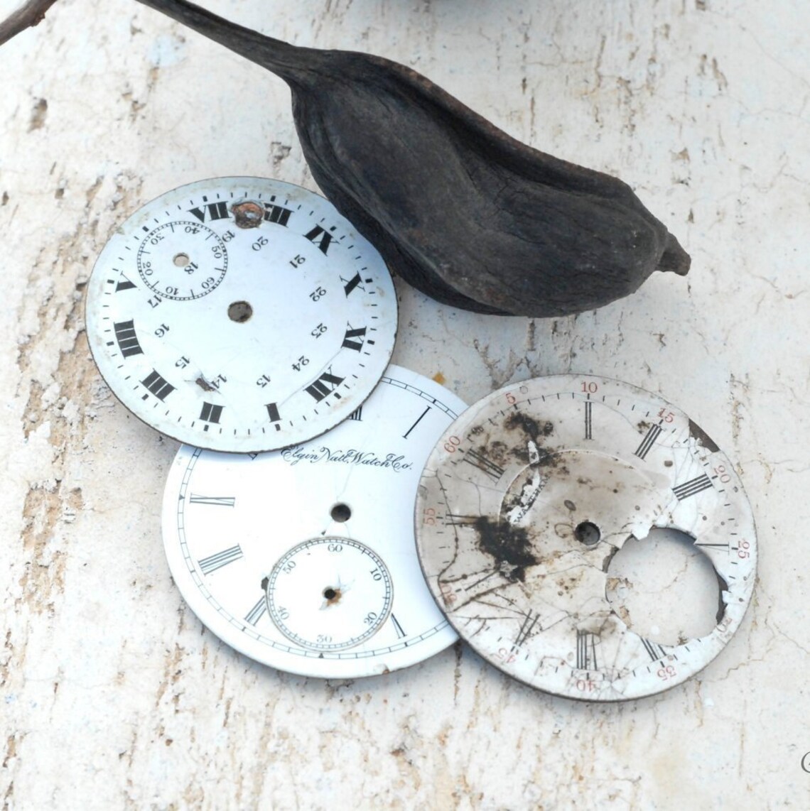Antique Enamel Watch Faces, Set of Three Watch Pocket Watch Faces ...
