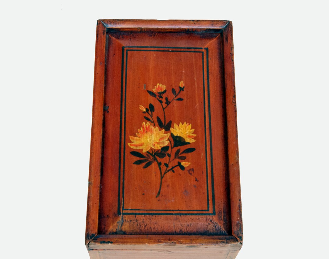 Unique Big Antique Chinese Box, 19th C. Wooden Box With Sliding Lid and ...