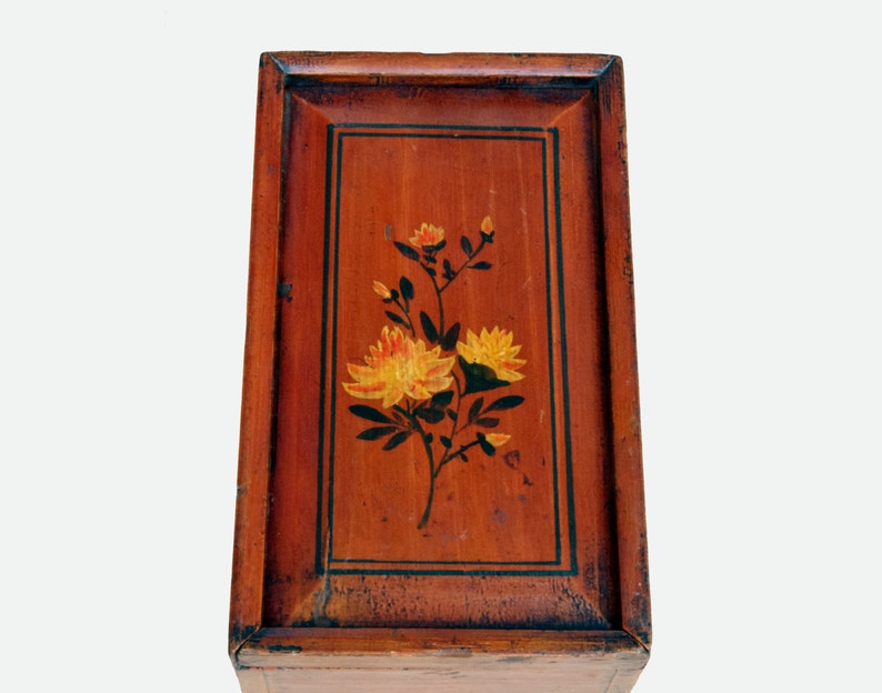 Unique Big Antique Chinese Box, 19th C. Wooden Box With Sliding Lid and ...