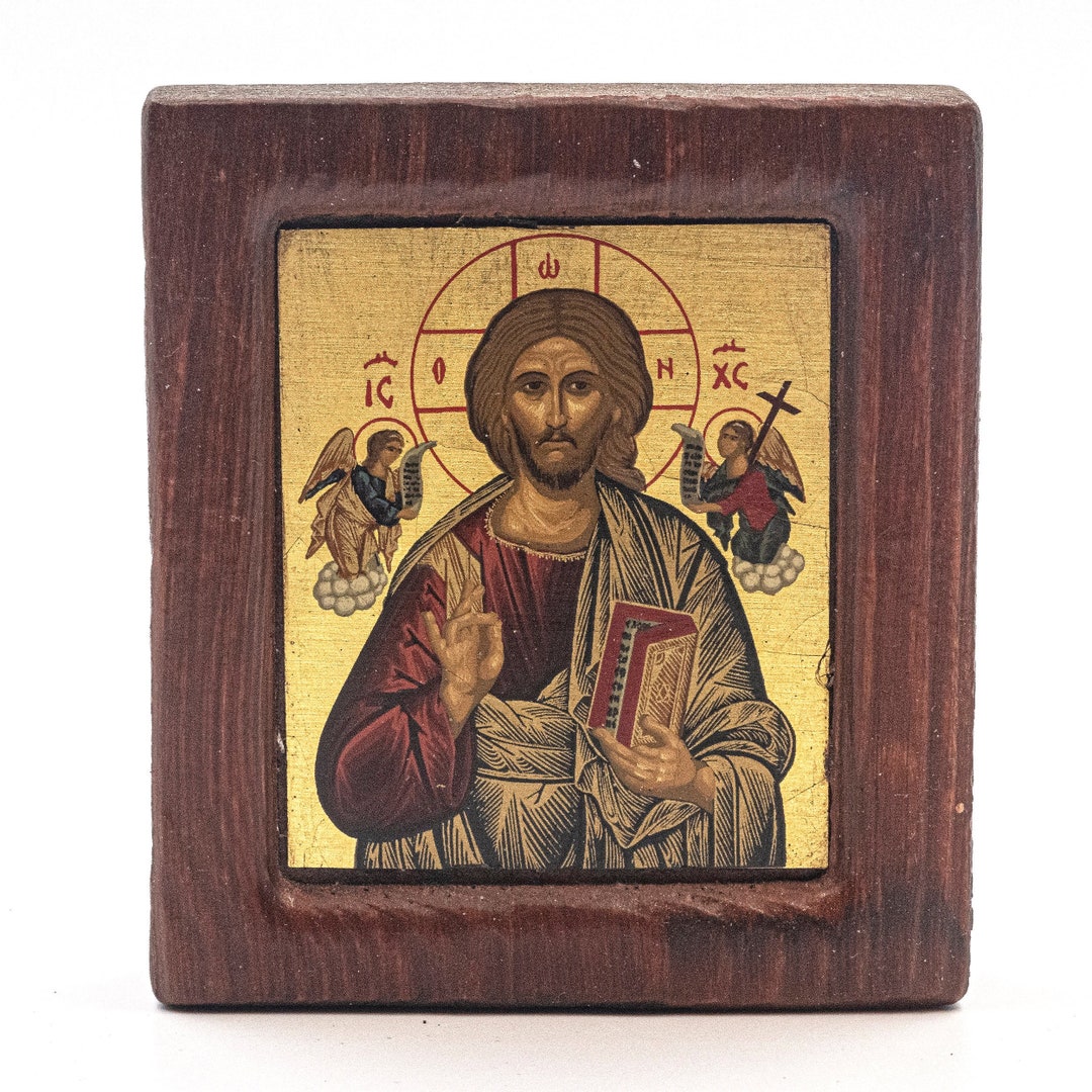Jesus Christ Handmade Byzantine Small Icon, Old Byzantine Icon Replica ...