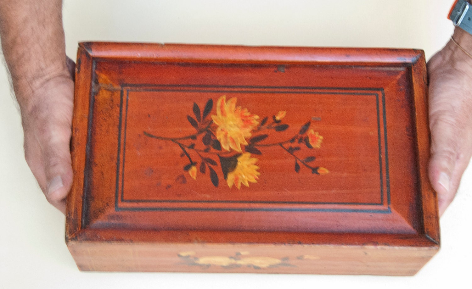 Unique Big Antique Chinese Box, 19th C. Wooden Box With Sliding Lid and ...